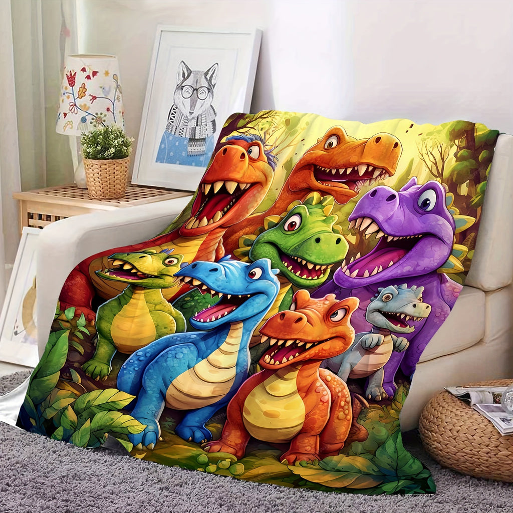 Cute Dinosaur Print Flannel Blanket With Animal Theme Throws Blankets ...
