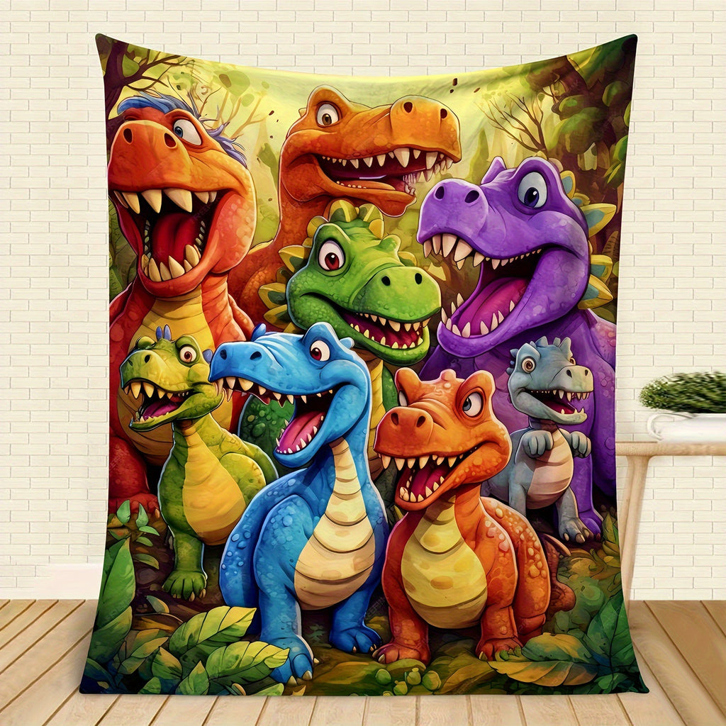 Cute Dinosaur Print Flannel Blanket With Animal Theme Throws Blankets ...