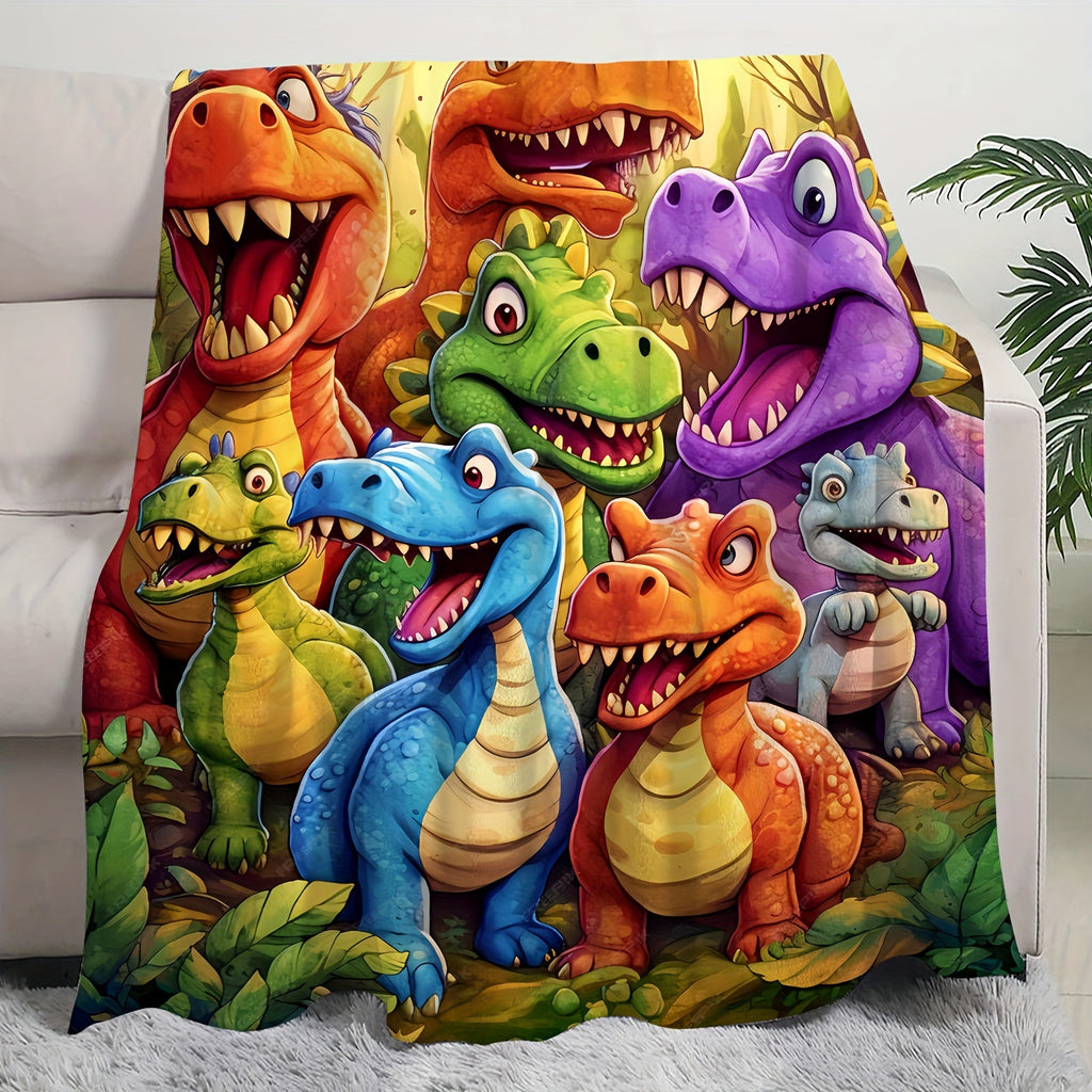 Cute Dinosaur Print Flannel Blanket With Animal Theme Throws Blankets ...